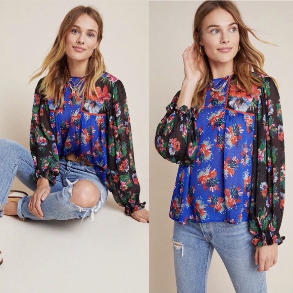Anthropologie | Tops | Anthropology Blnk Miranda Peasant Blouse | Poshmark